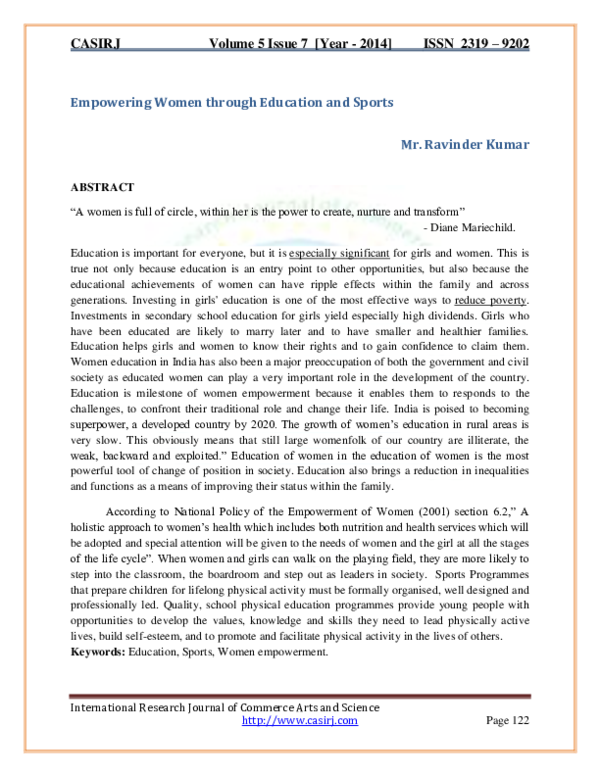 (PDF) Empowering Women through Education and Sports