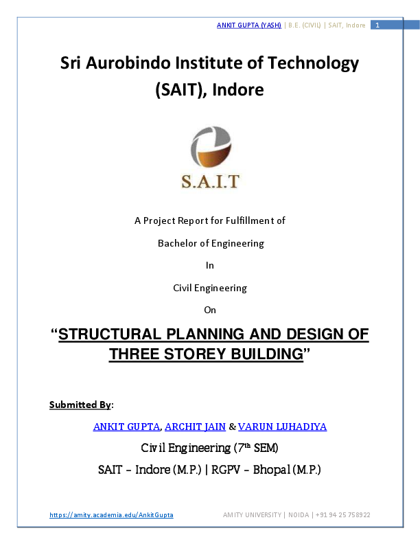 (PDF) Structural planning and design of Three Storey Building