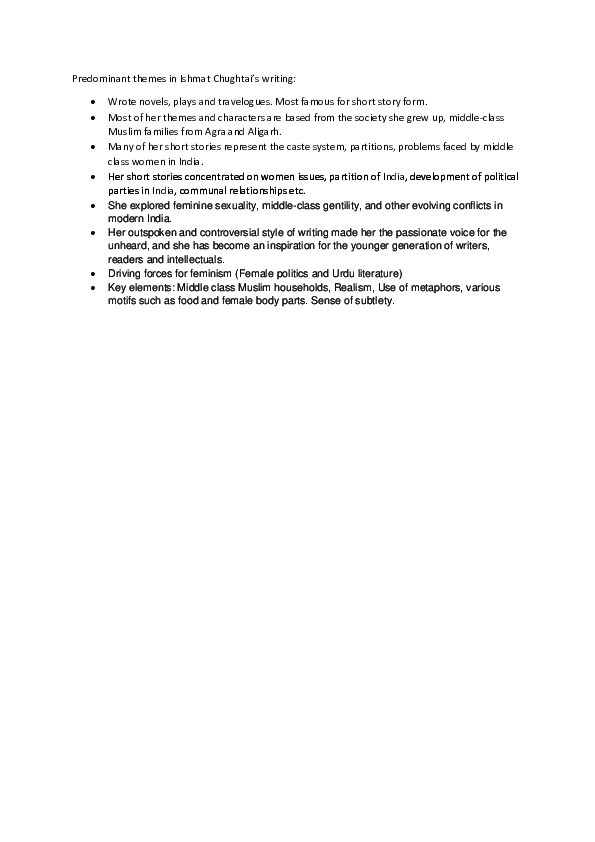 (DOC) Predominant themes in Ishmat Chughtai's writing
