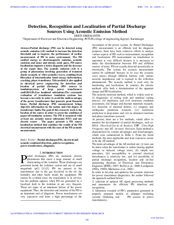 (PDF) IAETSD-Detection, Recognition and Localization of Partial Discharge Sources Using Acoustic ...