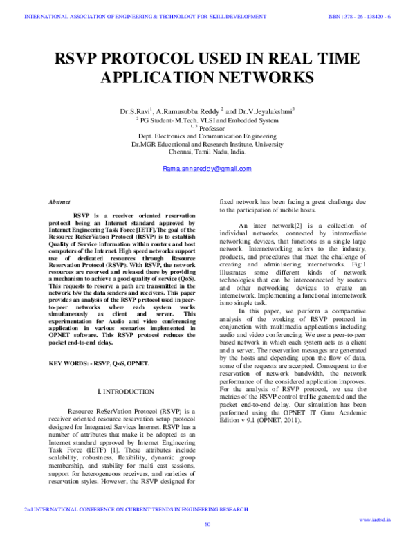 (PDF) IAETSD-RSVP PROTOCOL USED IN REAL TIME APPLICATION NETWORKS
