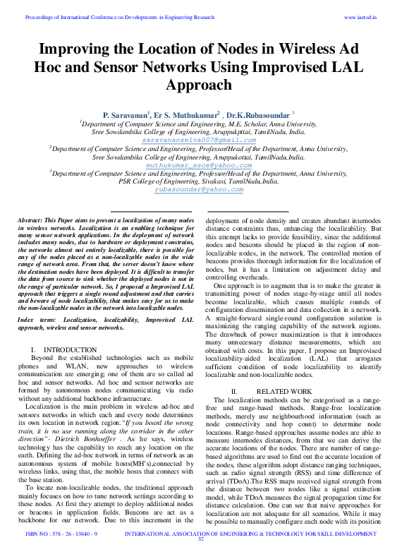 (PDF) Improving Node Localization in Wireless Networks