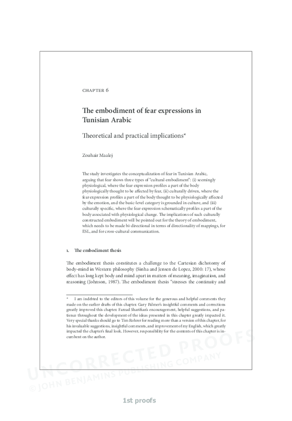 (PDF) The embodiment of fear expressions in Tunisian Arabic ...