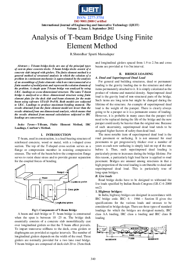 (PDF) Analysis of T-beam Bridge Using Finite Element Method