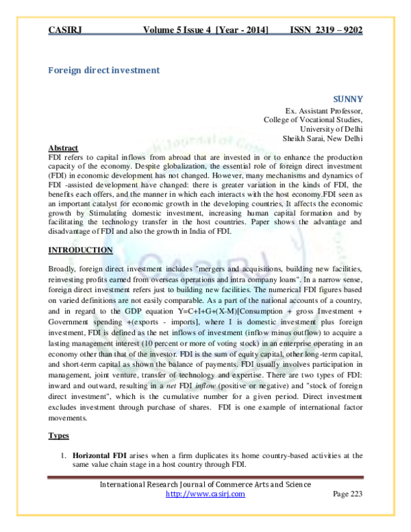 (PDF) Foreign direct investment