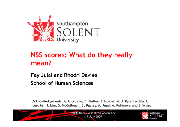 (PDF) NSS scores: What do they really mean