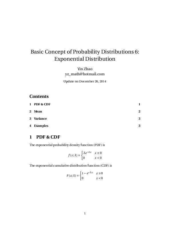 Basic Concept of Probability Distributions 6: Exponential Distribution