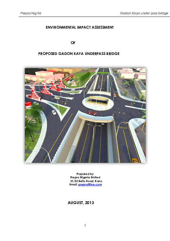 (PDF) ENVIRONMENTAL IMPACT ASSESSMENT OF PROPOSED GADON KAYA UNDERPASS ...