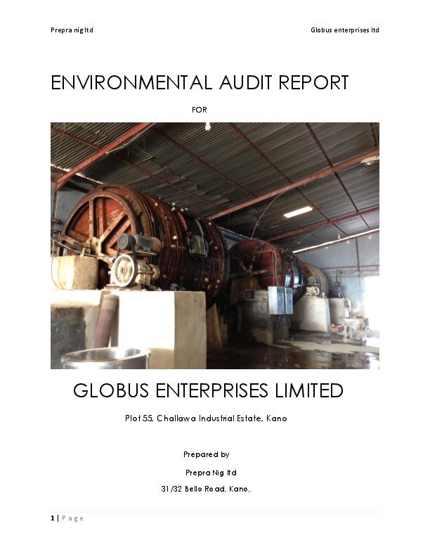 (PDF) ENVIRONMENTAL AUDIT REPORT FOR GLOBUS ENTERPRISES LIMITED Plot 55 ...