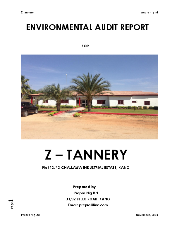 (PDF) ENVIRONMENTAL AUDIT REPORT FOR Z – TANNERY Plot 42/43 CHALLAWA ...