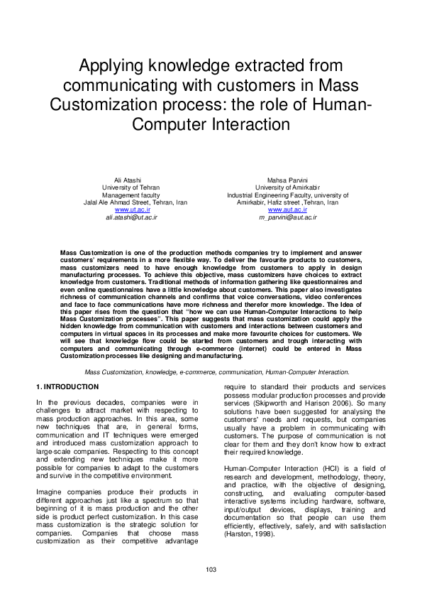 Applying knowledge extracted from communicating with customers in Mass ...