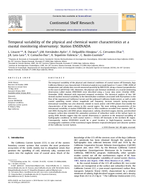 (PDF) Temporal variability of the physical and chemical water ...