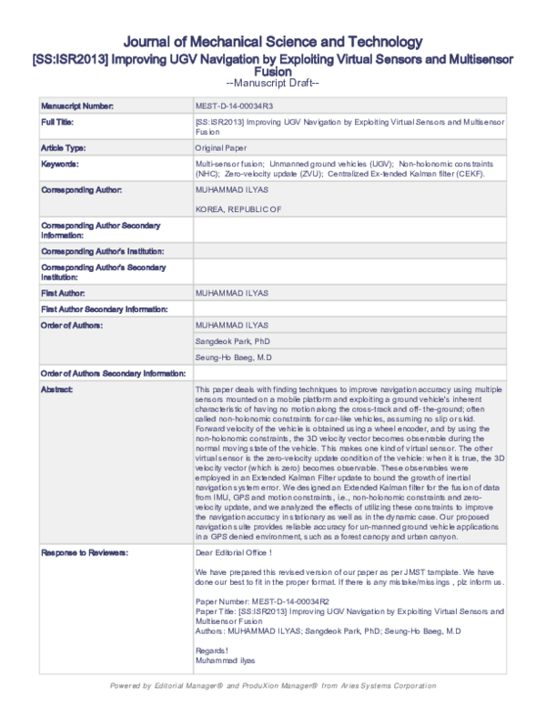 (PDF) Journal of Mechanical Science and Technology [SS:ISR2013 ...