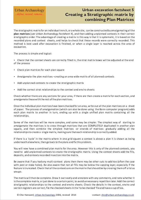 (PDF) Urban Archaeology Factsheet: Creating a Stratigraphic matrix by ...