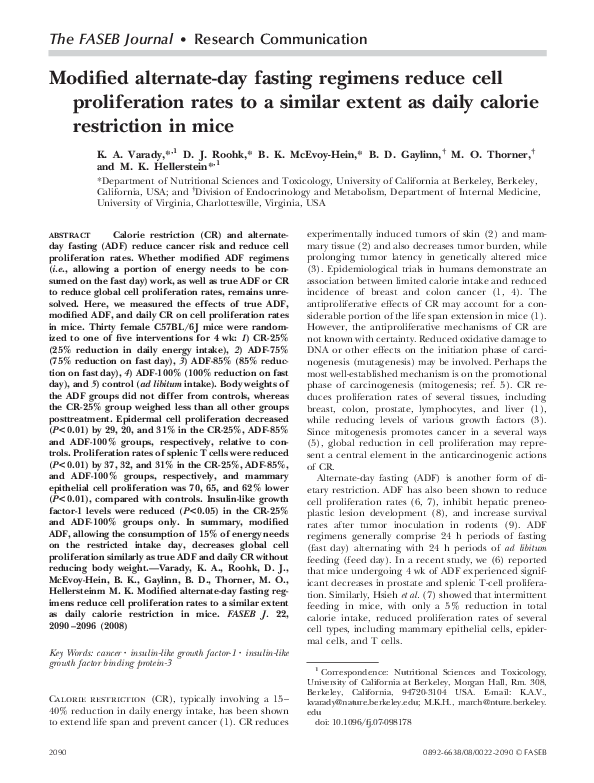 (PDF) Modified alternate-day fasting regimens reduce cell proliferation ...