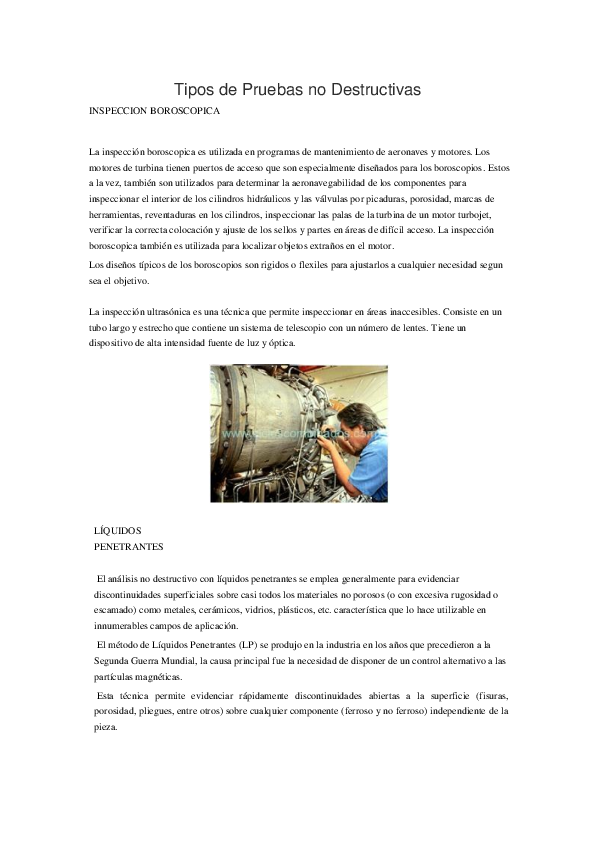 (DOC) Tipos de Pruebas no Destructivas INSPECCION BOROSCOPICA