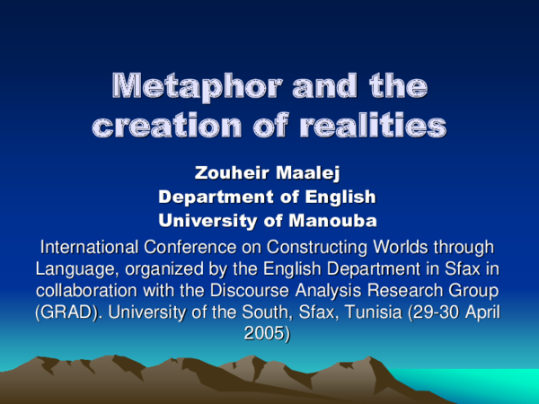 (PDF) Metaphor and the creation of realities