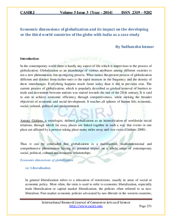 (PDF) Economic dimensions of globalization and its impact on the ...