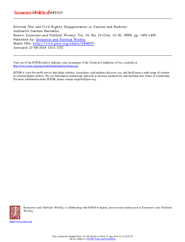 (PDF) Internal conflict and civil war in jammu and kashmir