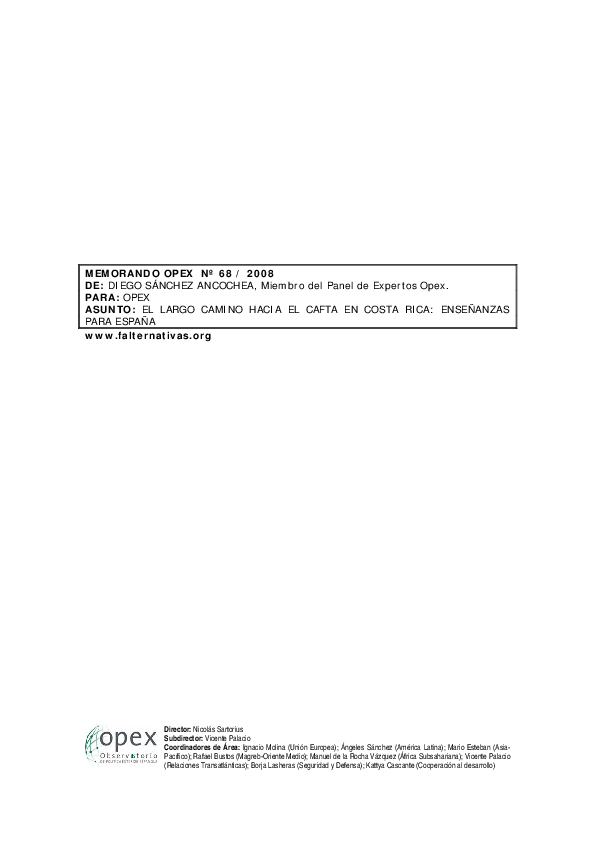 (PDF) El largo camino hacia CAFTA en Costa Rica: enseñanzas para España