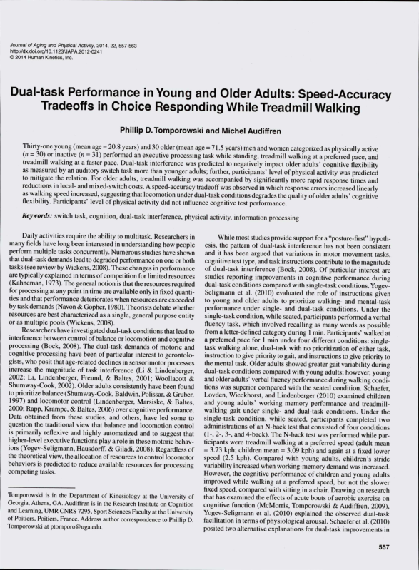 (PDF) Dual-task performance in young and older adults: Speed-accuracy tradeoffs in choice ...