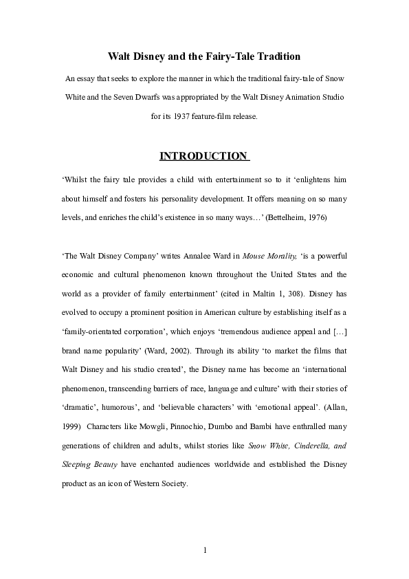 (DOC) Walt Disney and the Fairy-Tale Tradition
