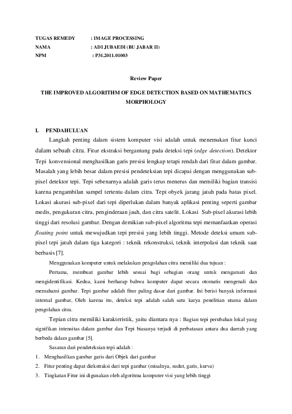 Pdf The Improved Algorithm Of Edge Detection Based On Mathematics Morphology