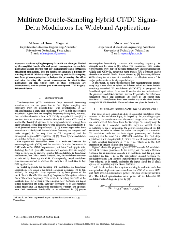 (PDF) Multirate double-sampling hybrid CT/DT sigma-delta modulators for wideband applications