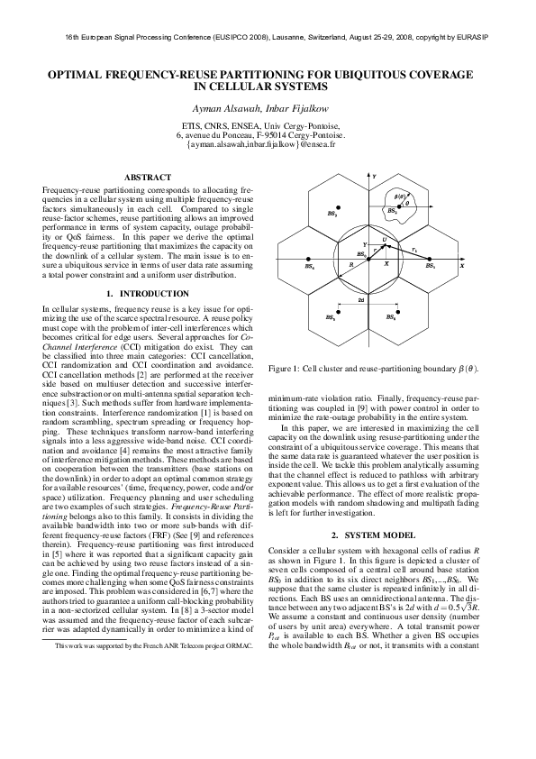 (PDF) OPTIMAL FREQUENCY-REUSE PARTITIONING FOR UBIQUITOUS COVERAGE IN CELLULAR SYSTEMS