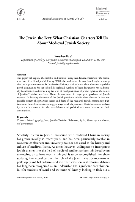 (PDF) The Jew in the Text: What Christian Charters Tell Us about ...