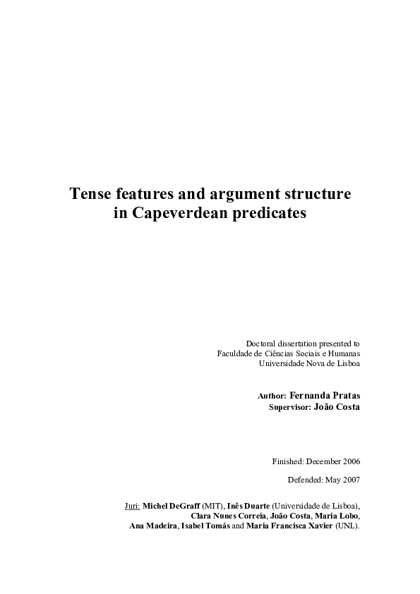 (PDF) Tense features and argument structure in Capeverdean predicates ...