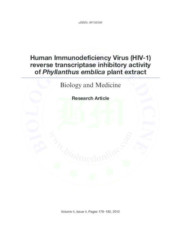 (PDF) Human Immunodeficiency Virus (HIV-1) reverse transcriptase ...