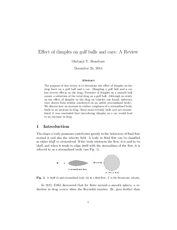 (PDF) Effect of dimples on a golf ball and a car