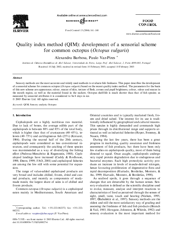 (PDF) Quality index method (QIM): development of a sensorial scheme for ...
