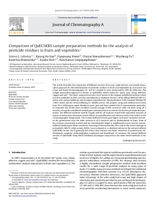 (PDF) Comparison of QuEChERS sample preparation methods for the ...