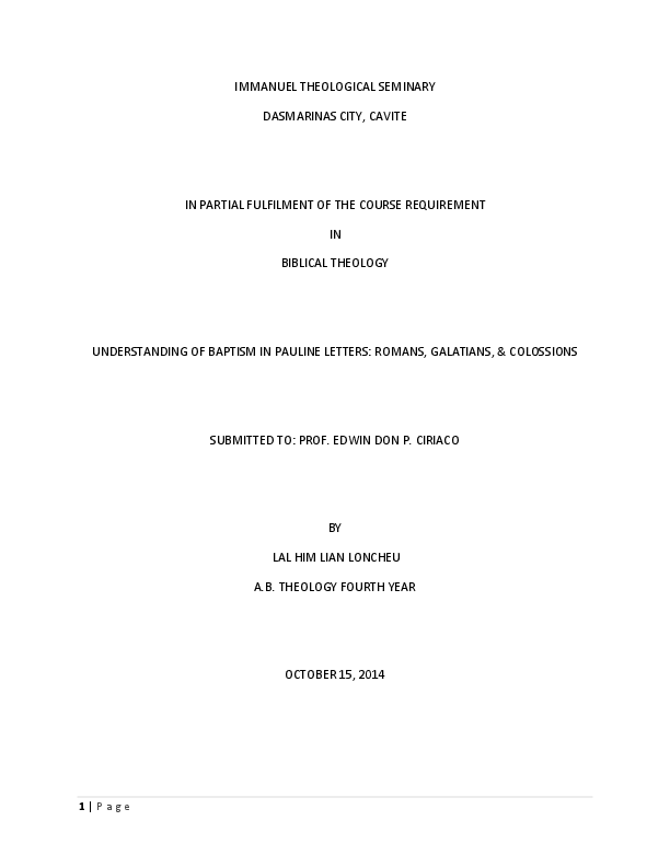 (PDF) Understanding Baptism in Pauline Letters