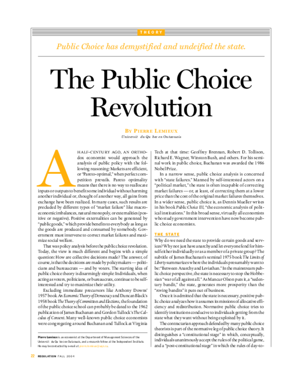 (PDF) The Public Choice Revolution