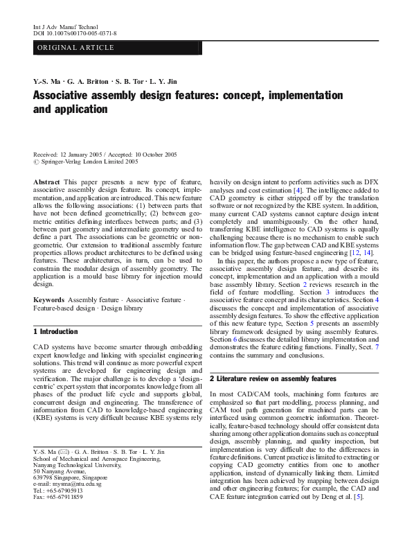 (PDF) Associative Assembly Design Features: Concept, Implementation and ...