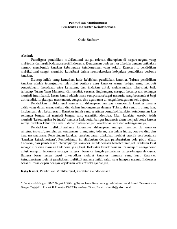 (DOC) Pendidikan Multikultural