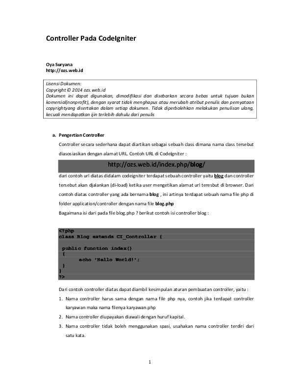 (PDF) Tentang Controllers di CodeIgniter