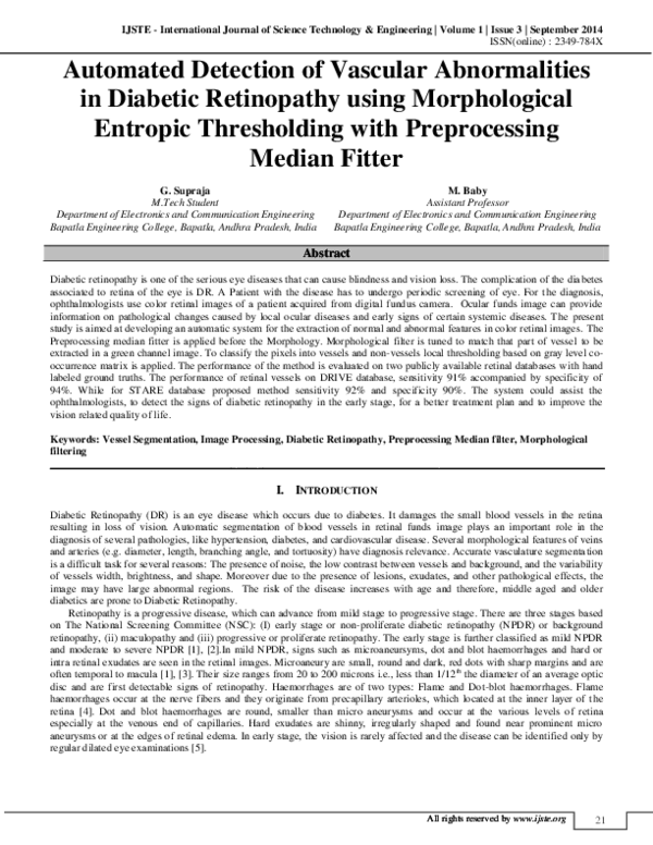 (PDF) Automated Detection of Vascular Abnormalities in Diabetic Retinopathy using Morphological ...