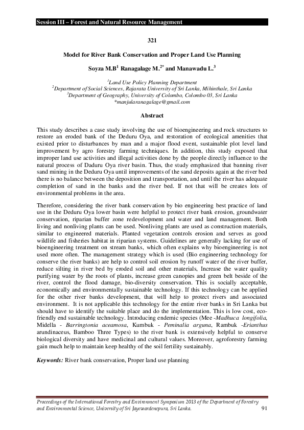 (PDF) Model for River Bank Conservation and Proper Land Use Planning