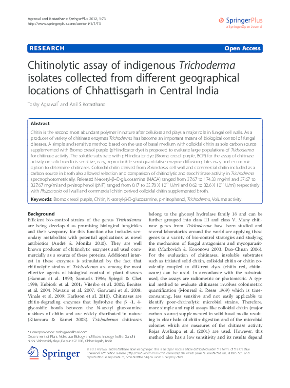 (PDF) A simplified media for screening chitinase activity of Trichoderma
