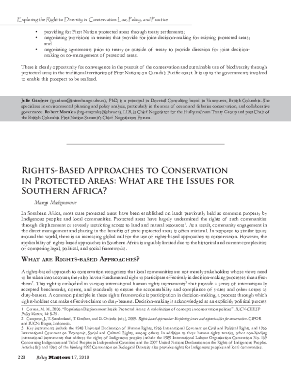 (PDF) Rights-Based Approaches to Conservation in Protected Areas: What ...