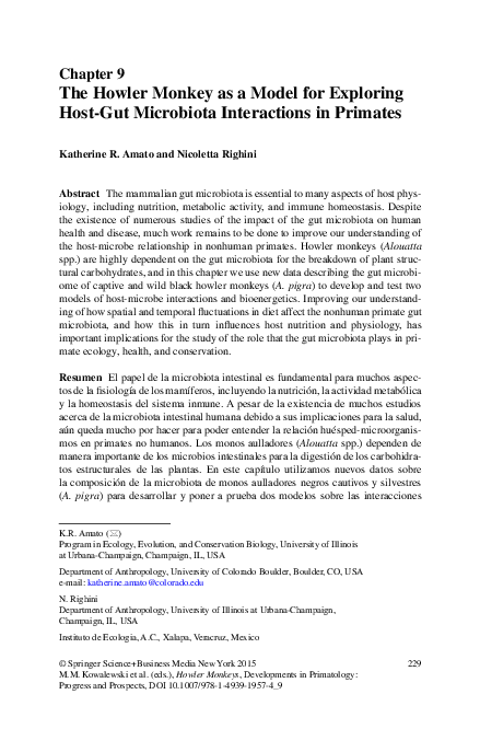 (PDF) The howler monkey as a model for exploring host-gut microbiota ...