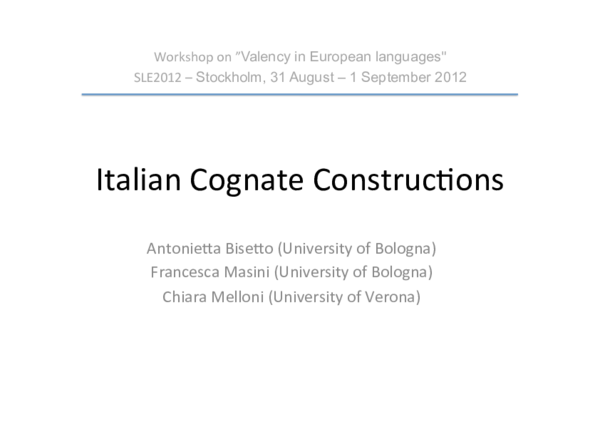 (PDF) Italian cognate constructions