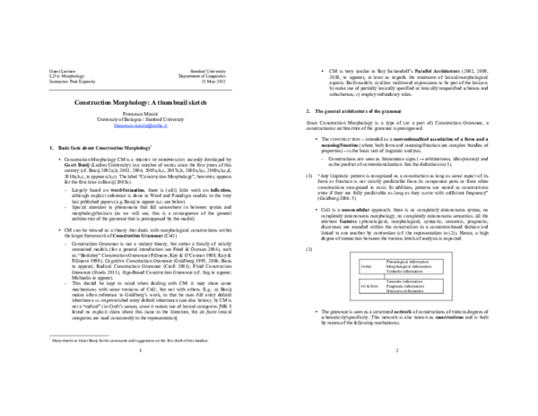 (PDF) Construction Morphology: A thumbnail sketch