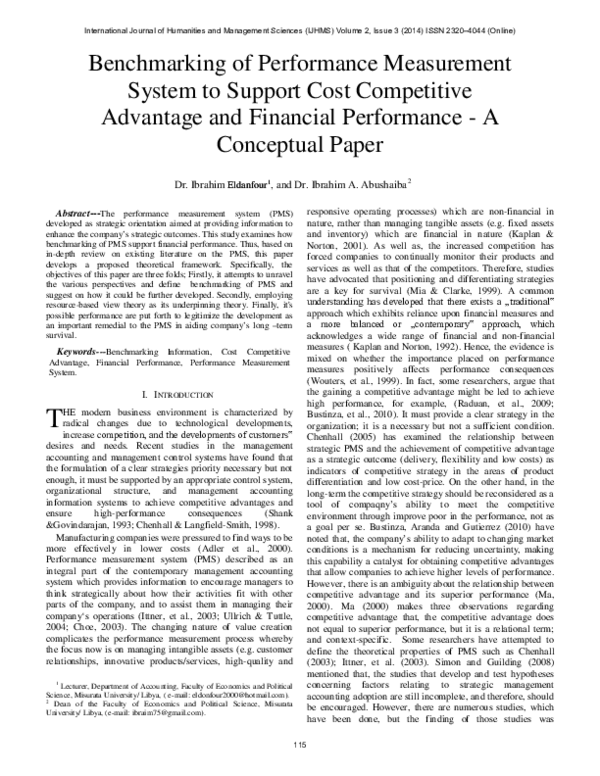 (PDF) Benchmarking of Performance Measurement System to Support Cost ...