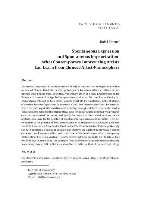 (PDF) Spontaneous Expression and Spontaneous Improvisation: What ...