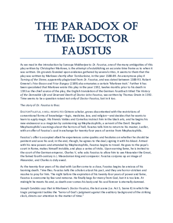 (PDF) Paradox of Time: Doctor Faustus